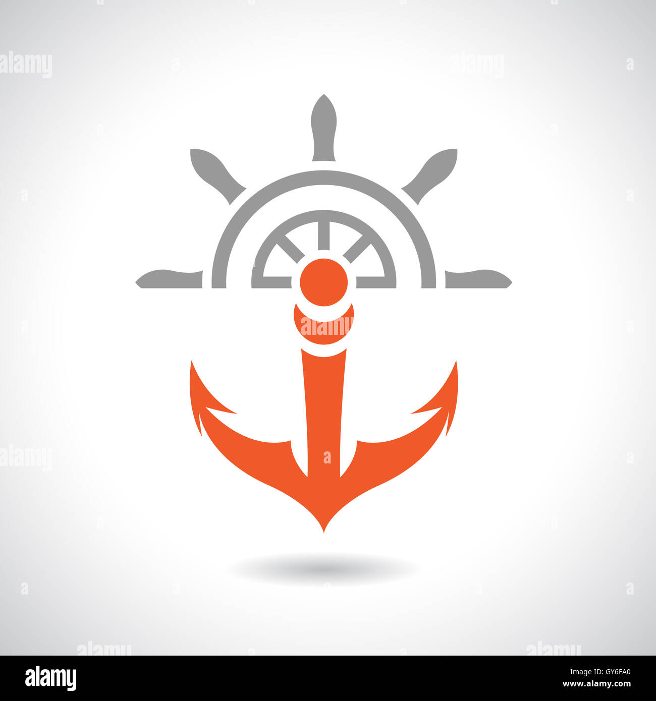 Vector Illustration of an Anchor and Rudder Icon isolated on a white ...