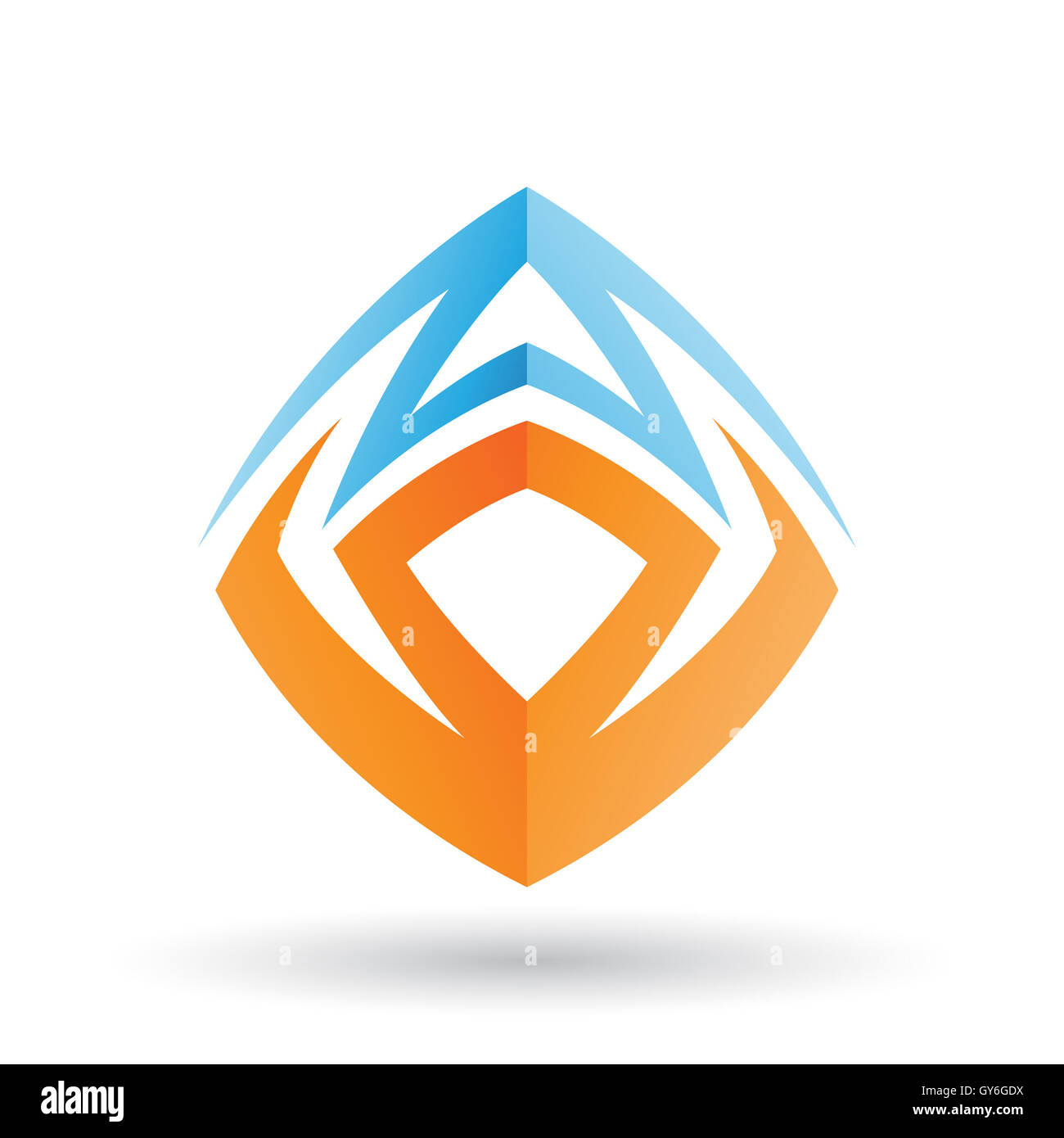 Orange and Blue Abstract Icon Illustration isolated on a white ...