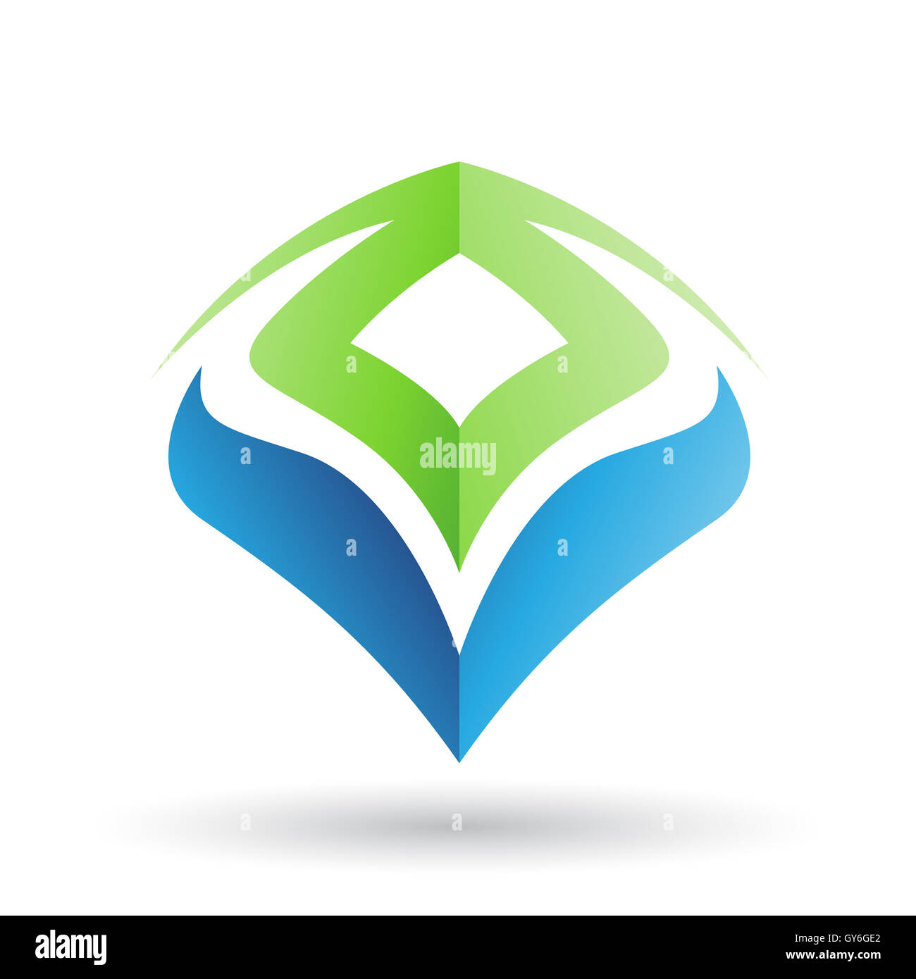 Green and Blue Abstract Icon Illustration isolated on a white ...
