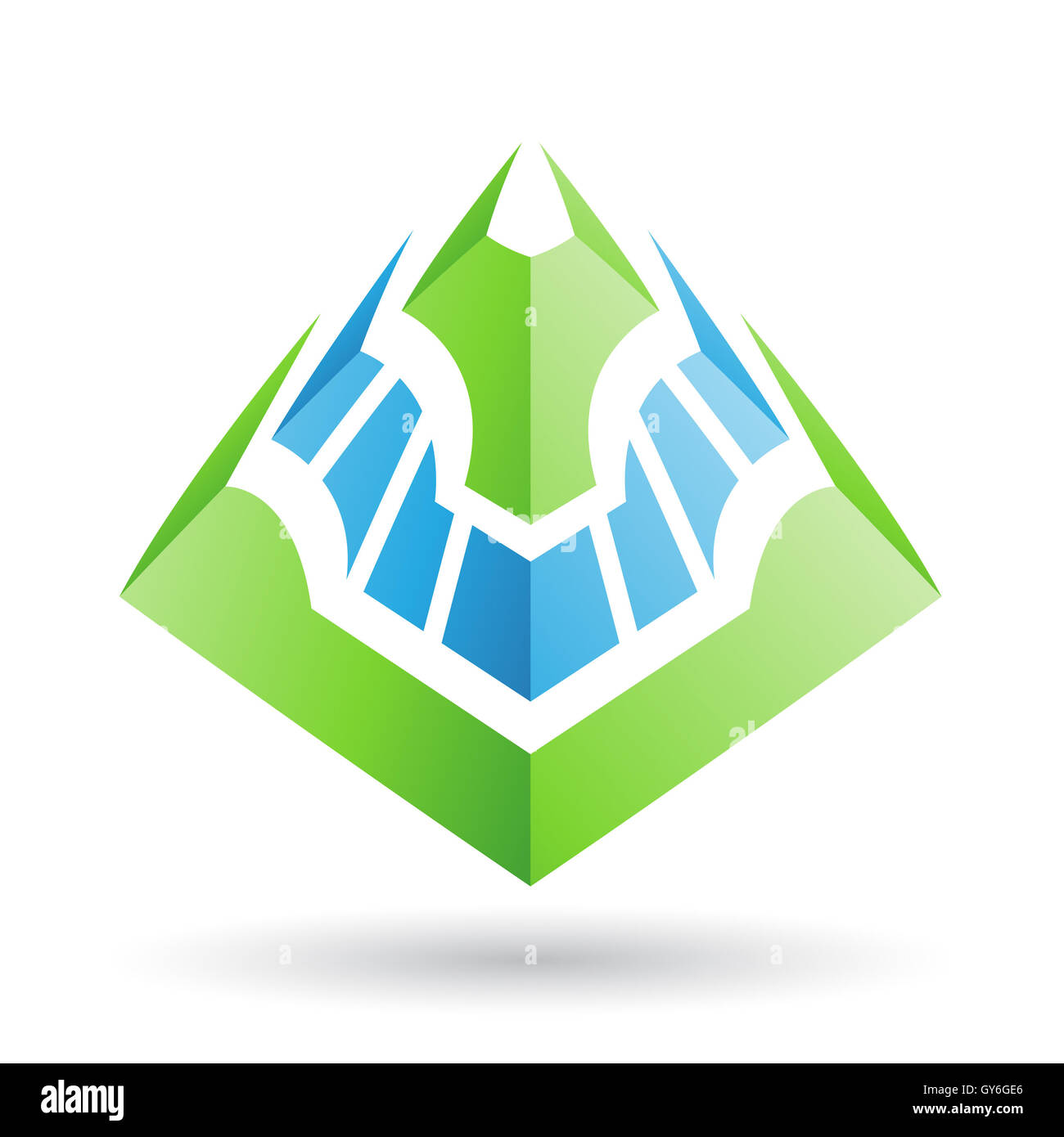Green and Blue Abstract Icon Illustration isolated on a white ...