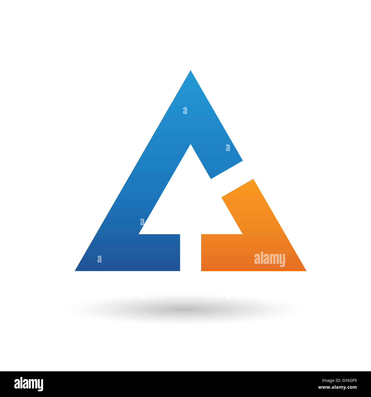 Orange and Blue Abstract Icon Illustration isolated on a white ...
