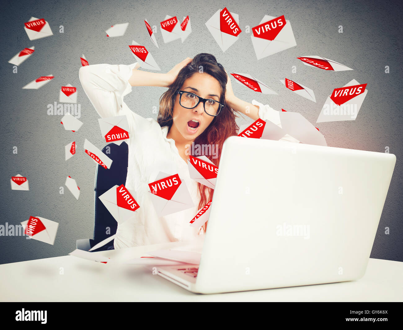 Despair and stress for spam e-mail Stock Photo - Alamy