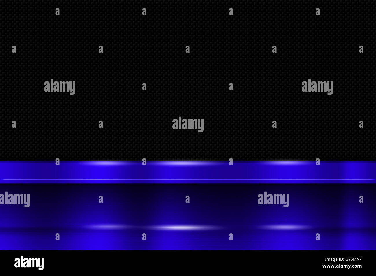 blue metal banner on black carbon fiber. metal background. 3d ...