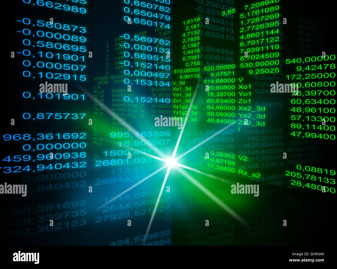 Glowing digital code on a dark background Stock Photo - Alamy