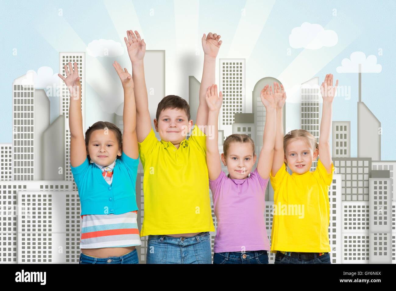 children in a row Stock Photo - Alamy
