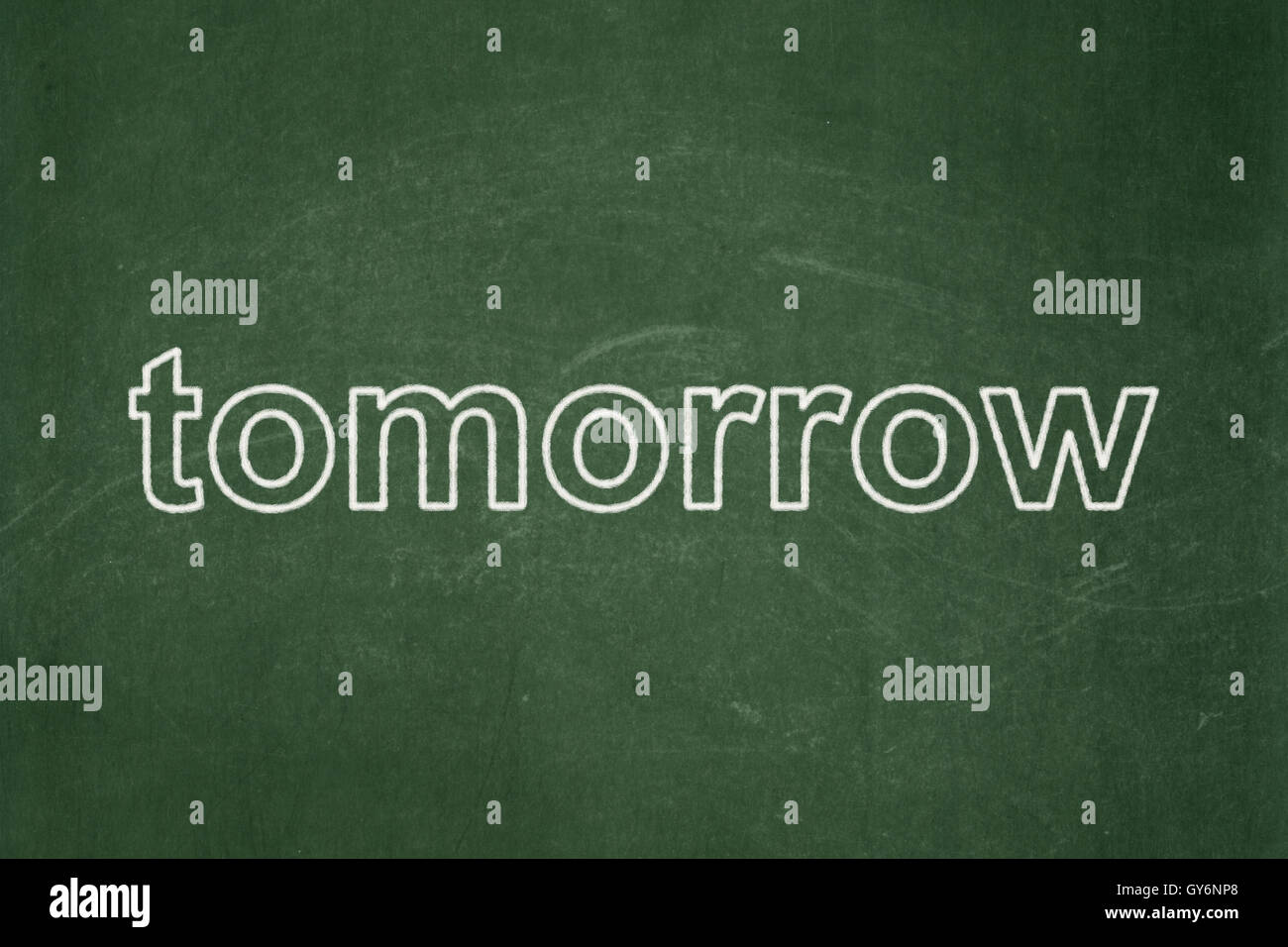 Time concept: Tomorrow on chalkboard background Stock Photo - Alamy