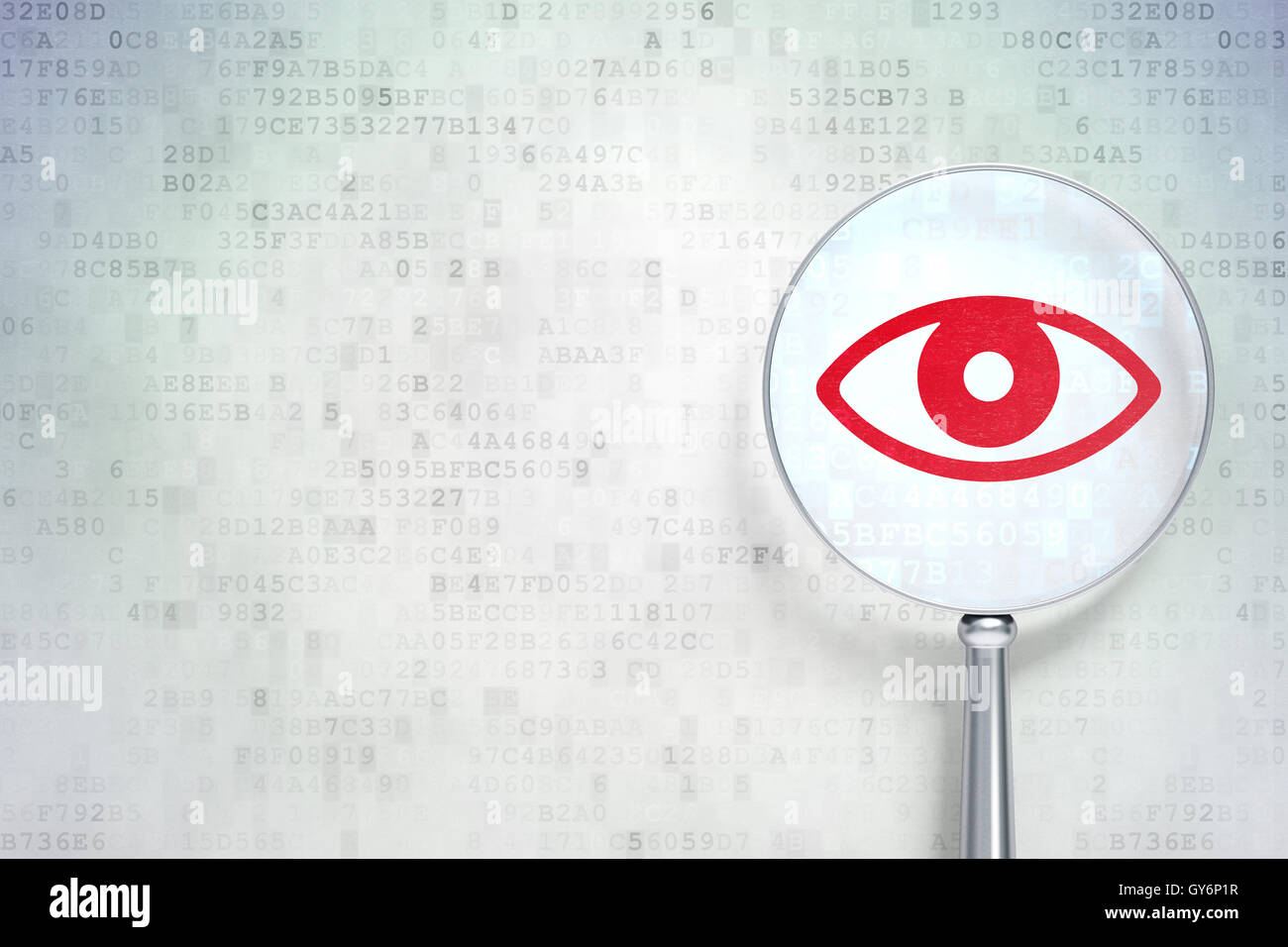 Protection concept: Eye with optical glass on digital background Stock ...