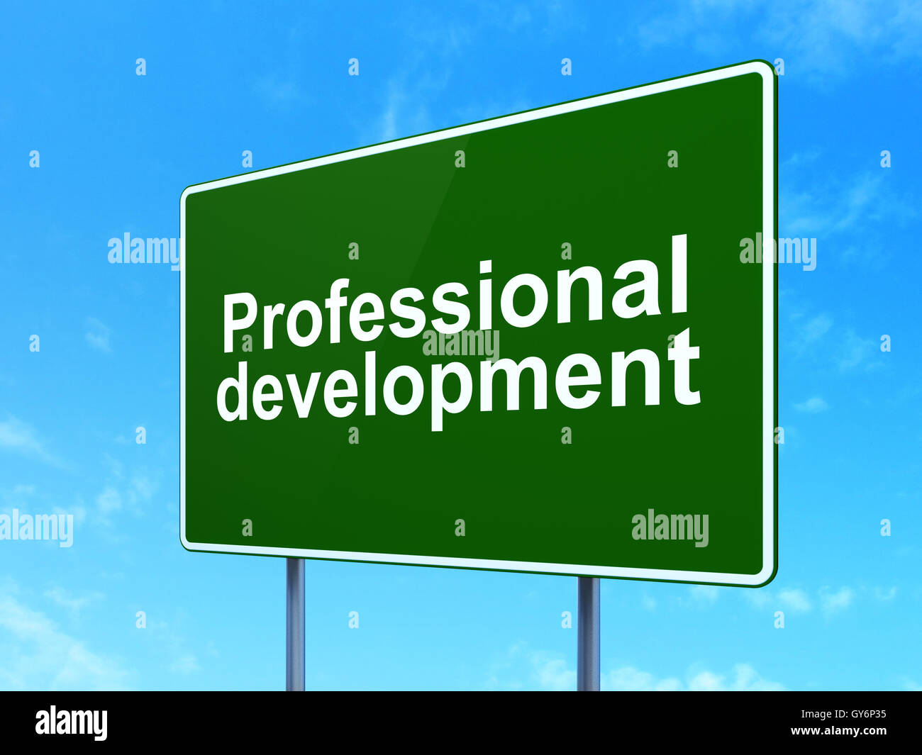 Education concept: Professional Development on road sign background ...
