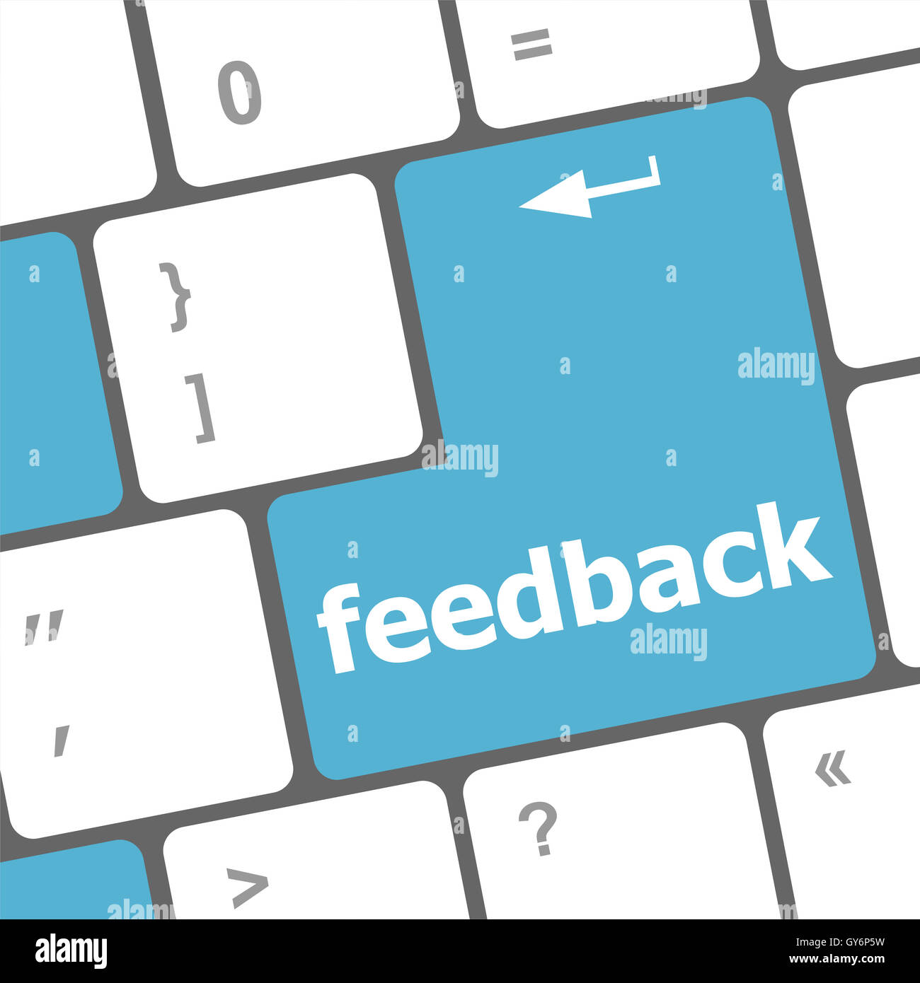 Keyboard with single blue button showing the word feedback Stock Photo ...