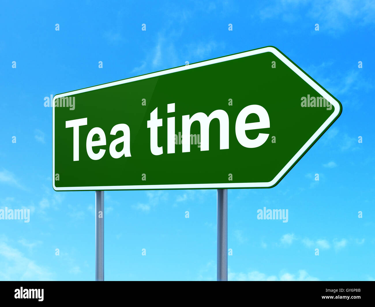 Time concept: Tea Time on road sign background Stock Photo - Alamy