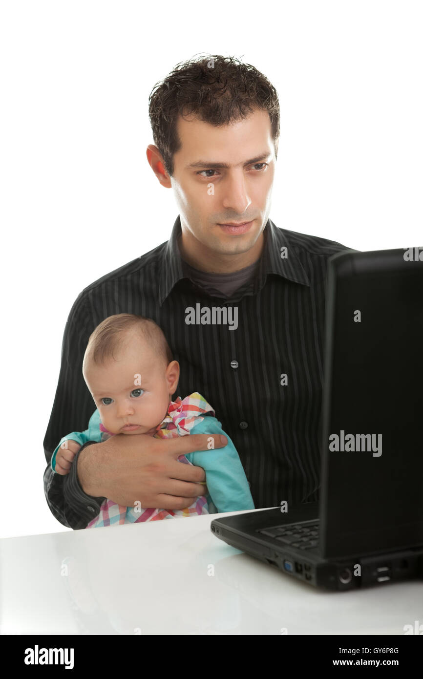 Dad working on laptop toddler hi-res stock photography and images - Alamy