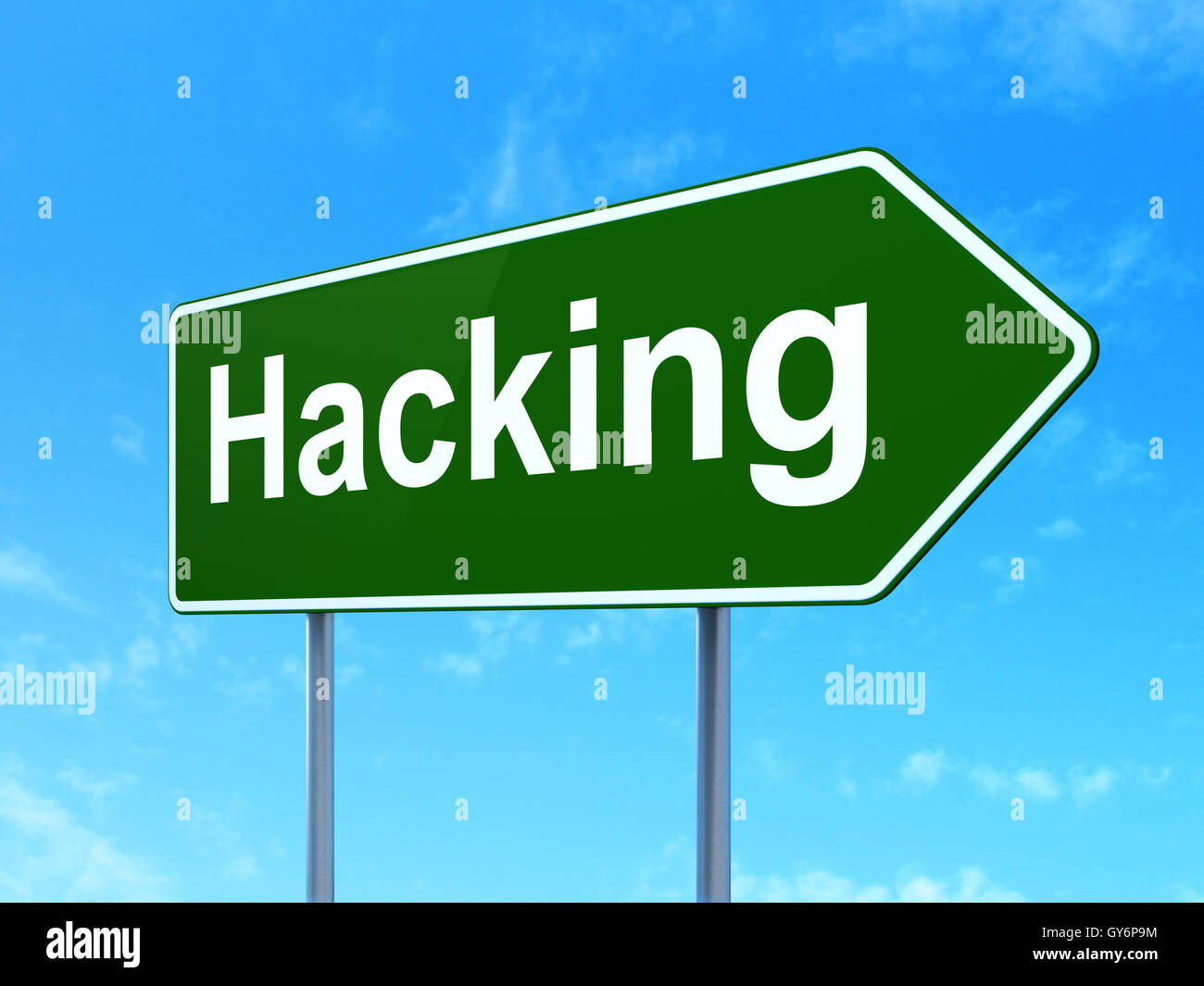 Security concept: Hacking on road sign background Stock Photo - Alamy