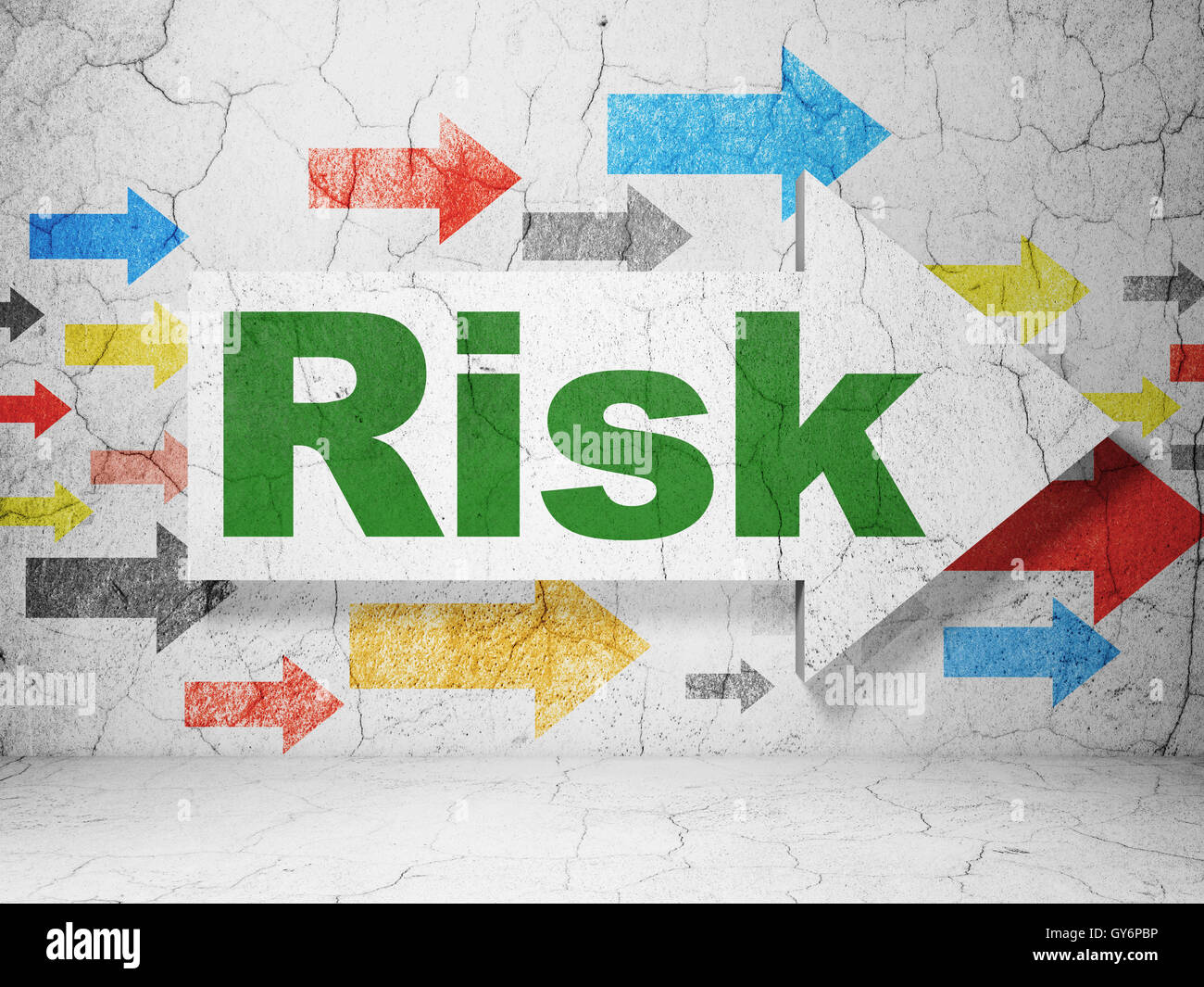 Finance concept: arrow whis Risk on grunge wall background Stock Photo ...