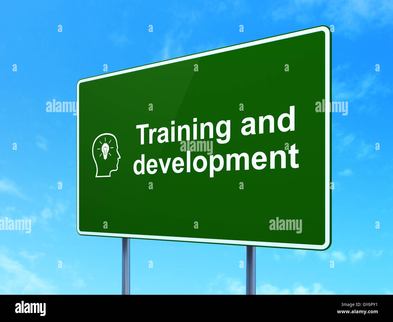 Education concept: Training and Development and Head With Lightbulb on ...