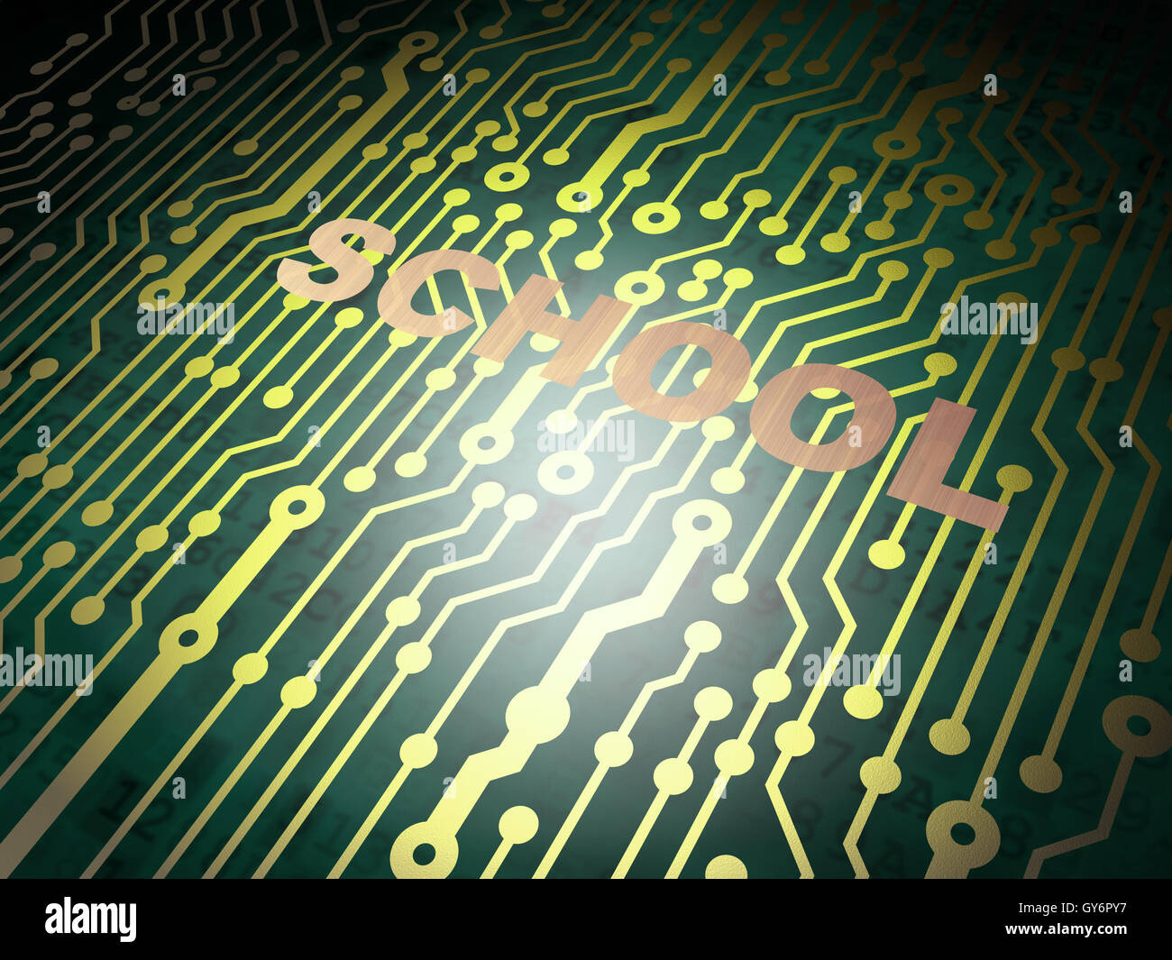 Education concept: circuit board with School Stock Photo - Alamy