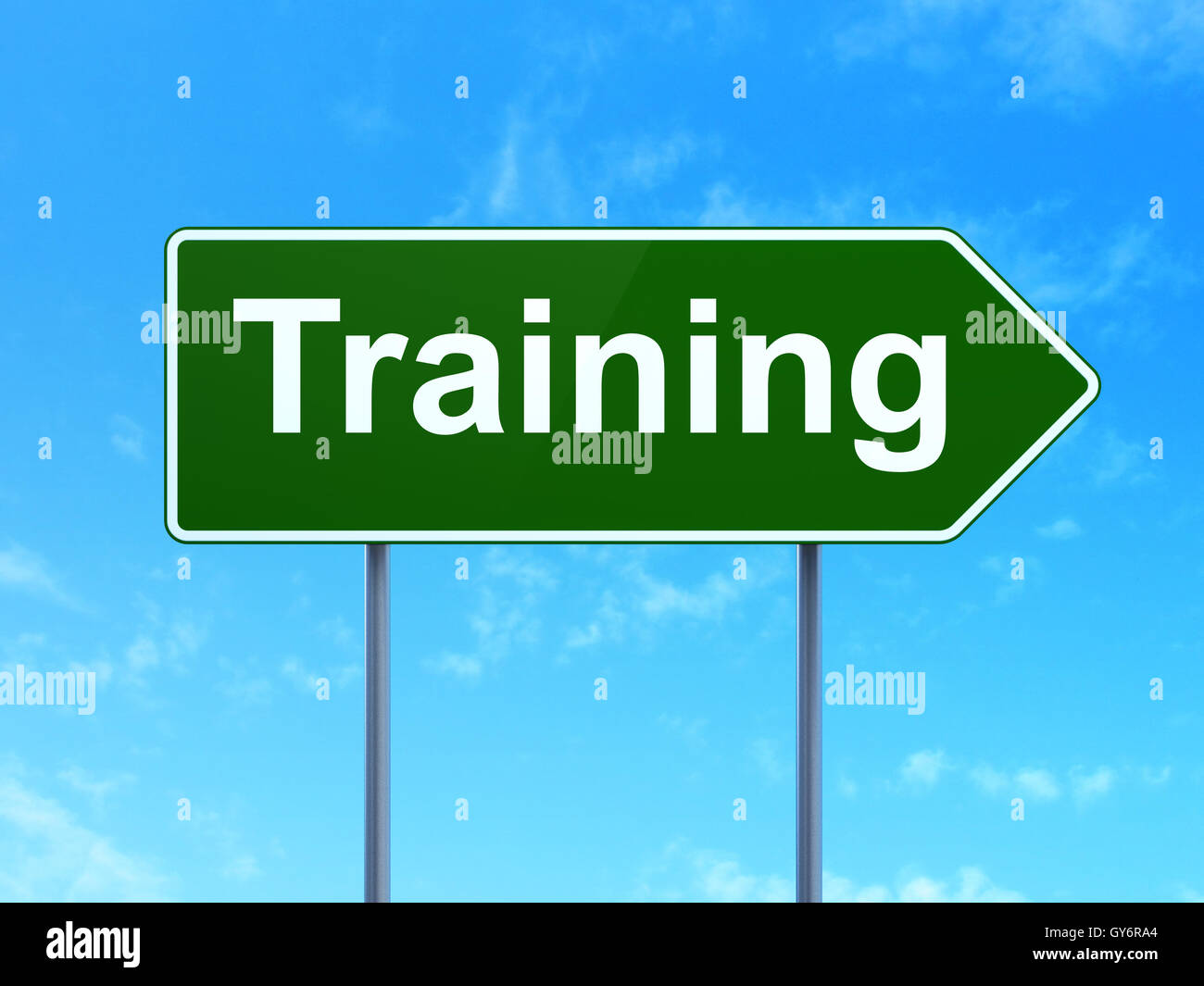 Education concept: Training on road sign background Stock Photo - Alamy