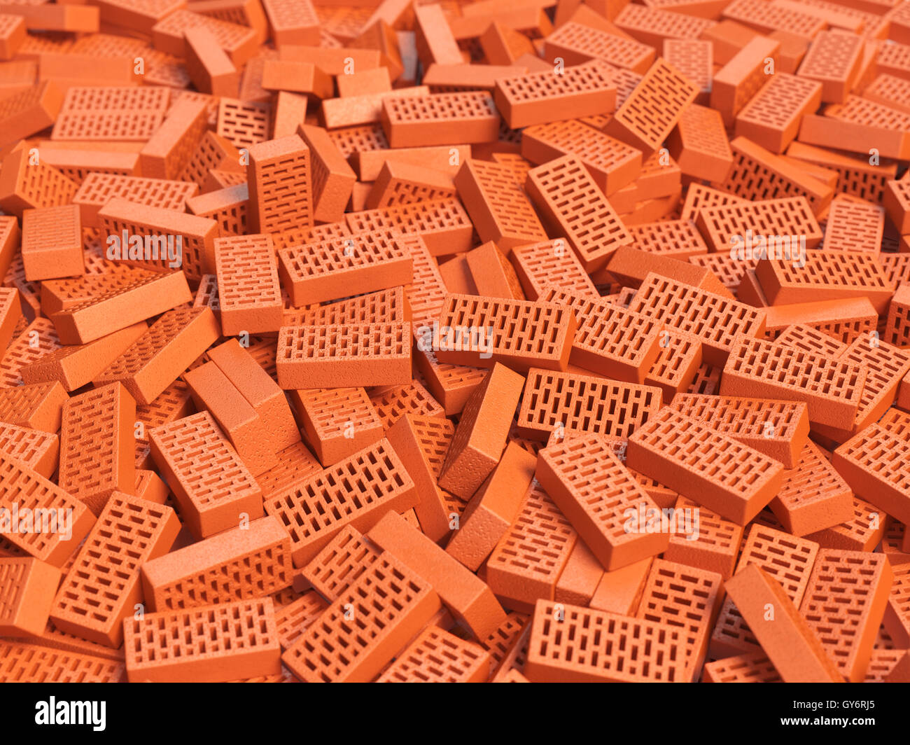 Pile of brick. Construction background. 3d illustration Stock Photo - Alamy