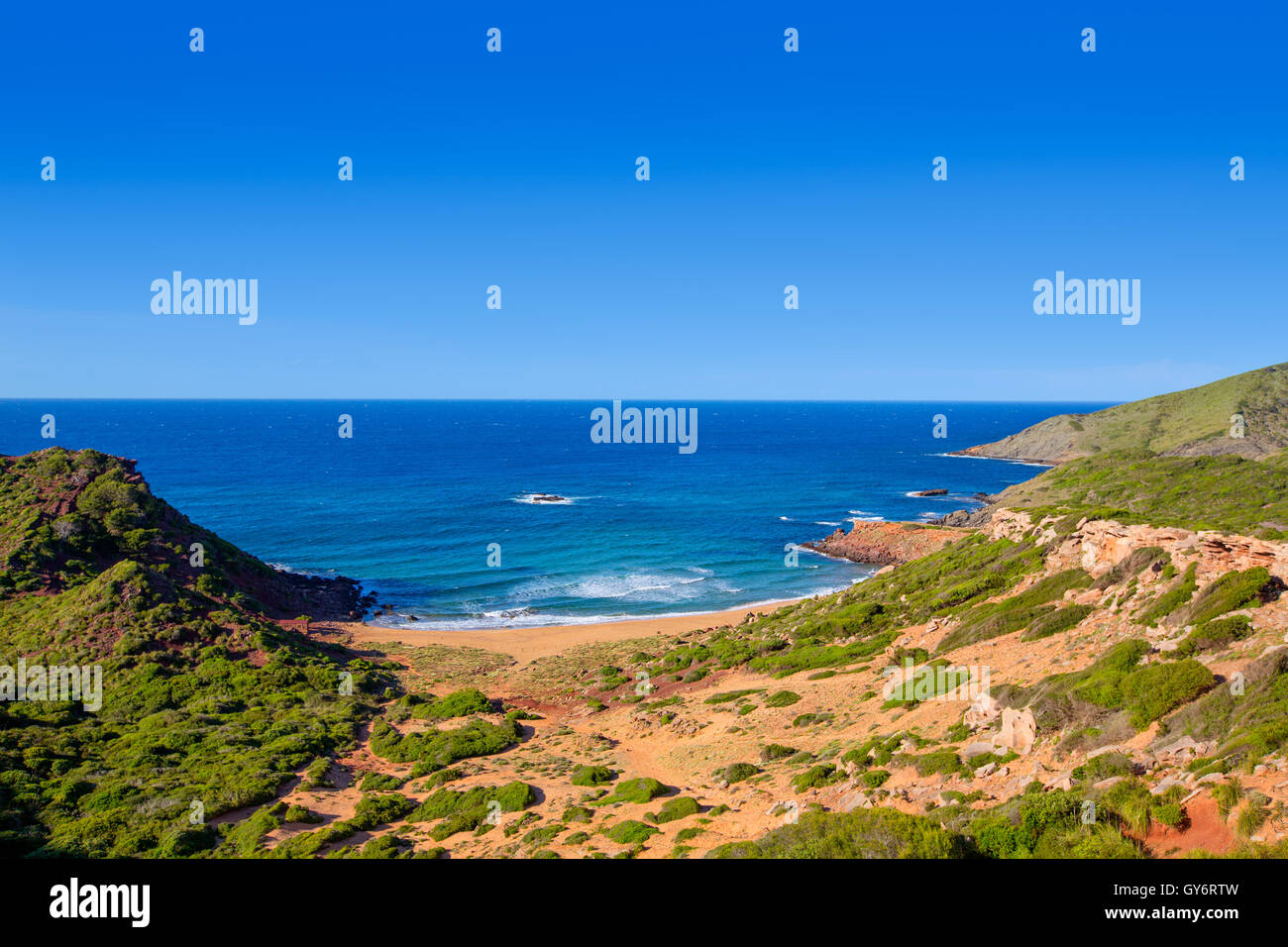 Cala Pilar beach in Menorca at Balearic Islands Stock Photo - Alamy