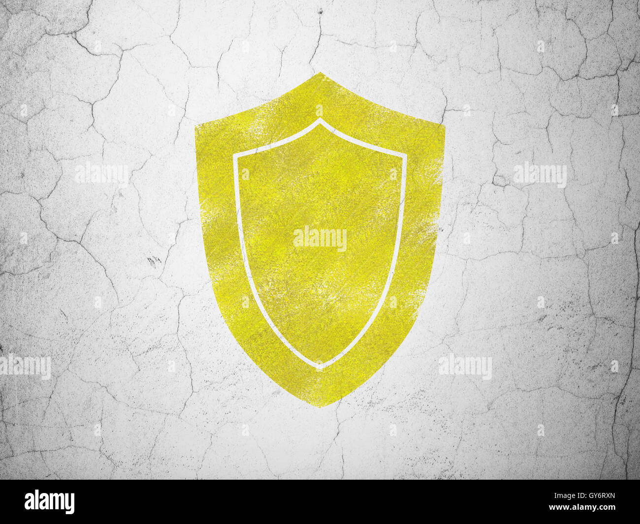 Privacy concept: Shield on wall background Stock Photo - Alamy