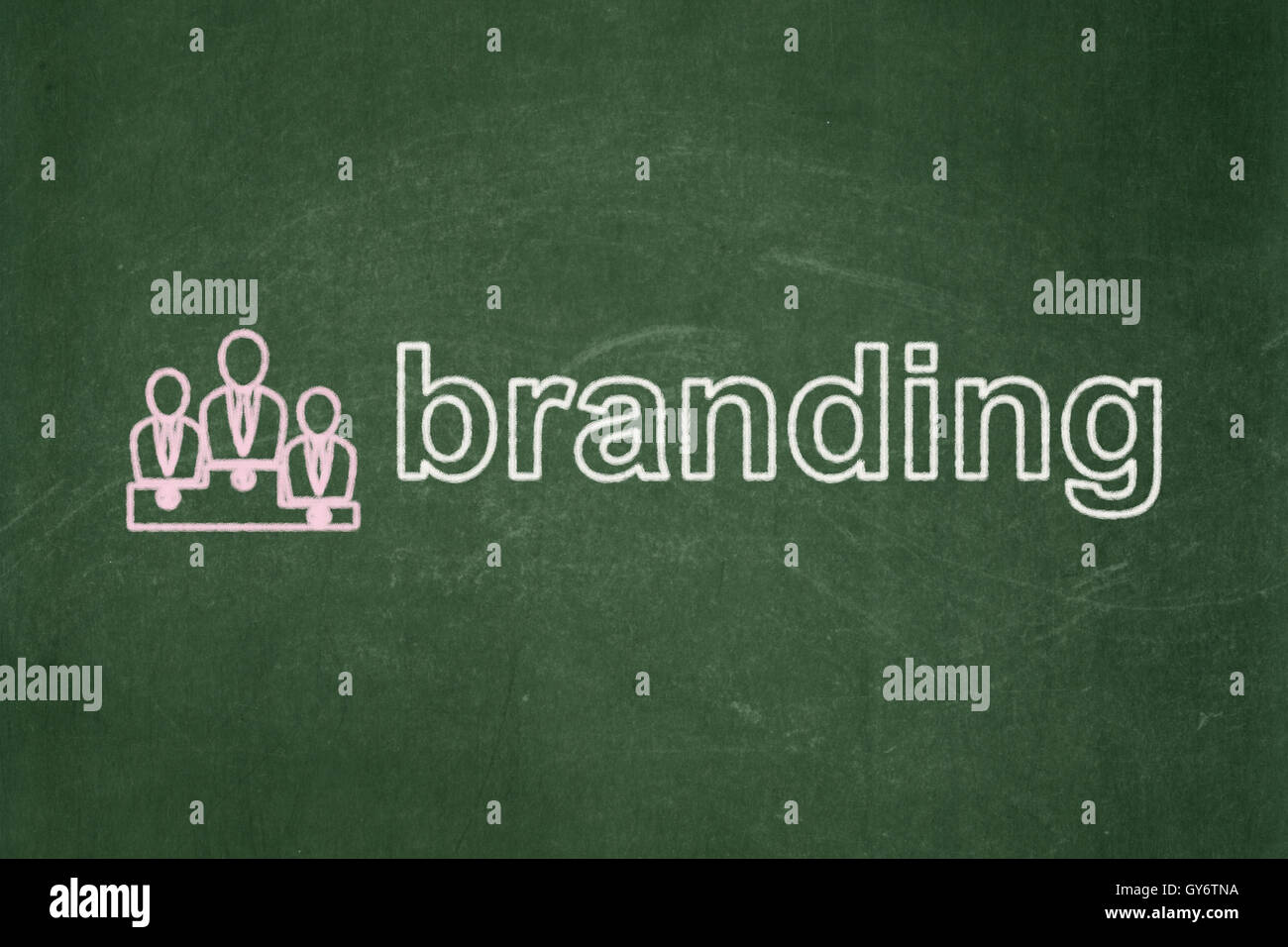 Advertising concept: Business Team and Branding on chalkboard ...