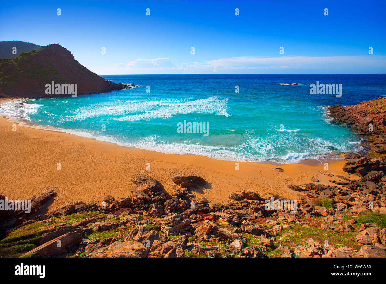 Cala Pilar beach in Menorca at Balearic Islands Stock Photo - Alamy