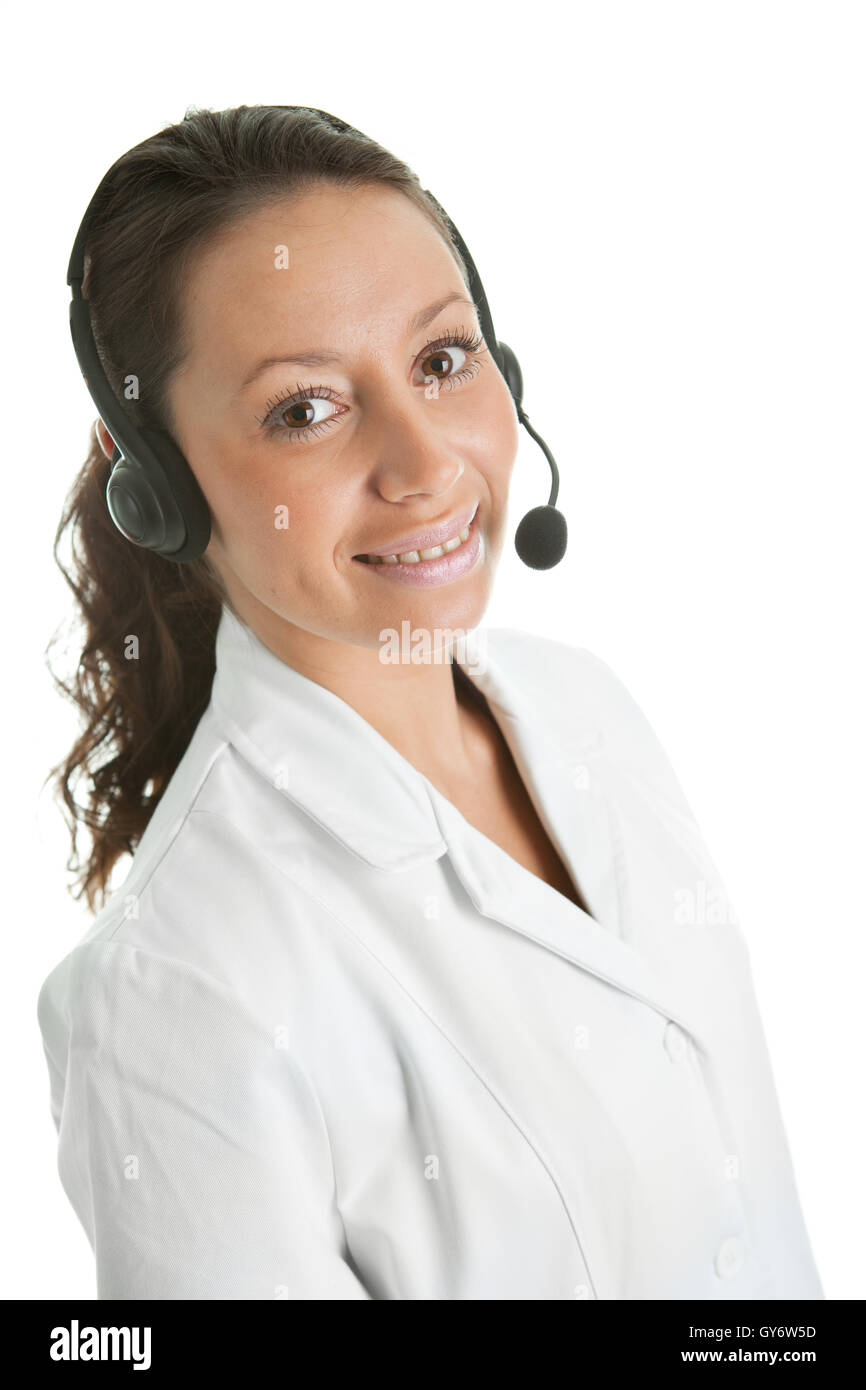 Cheerfull call center operator Stock Photo - Alamy