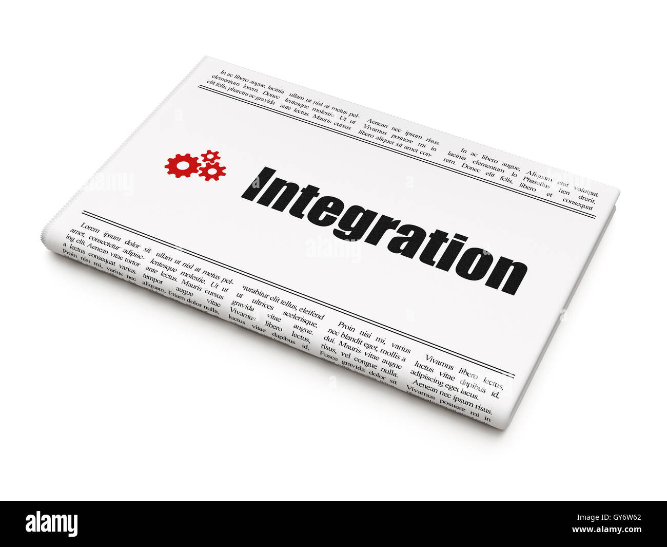 Business news concept: newspaper with Integration and Gears Stock Photo ...