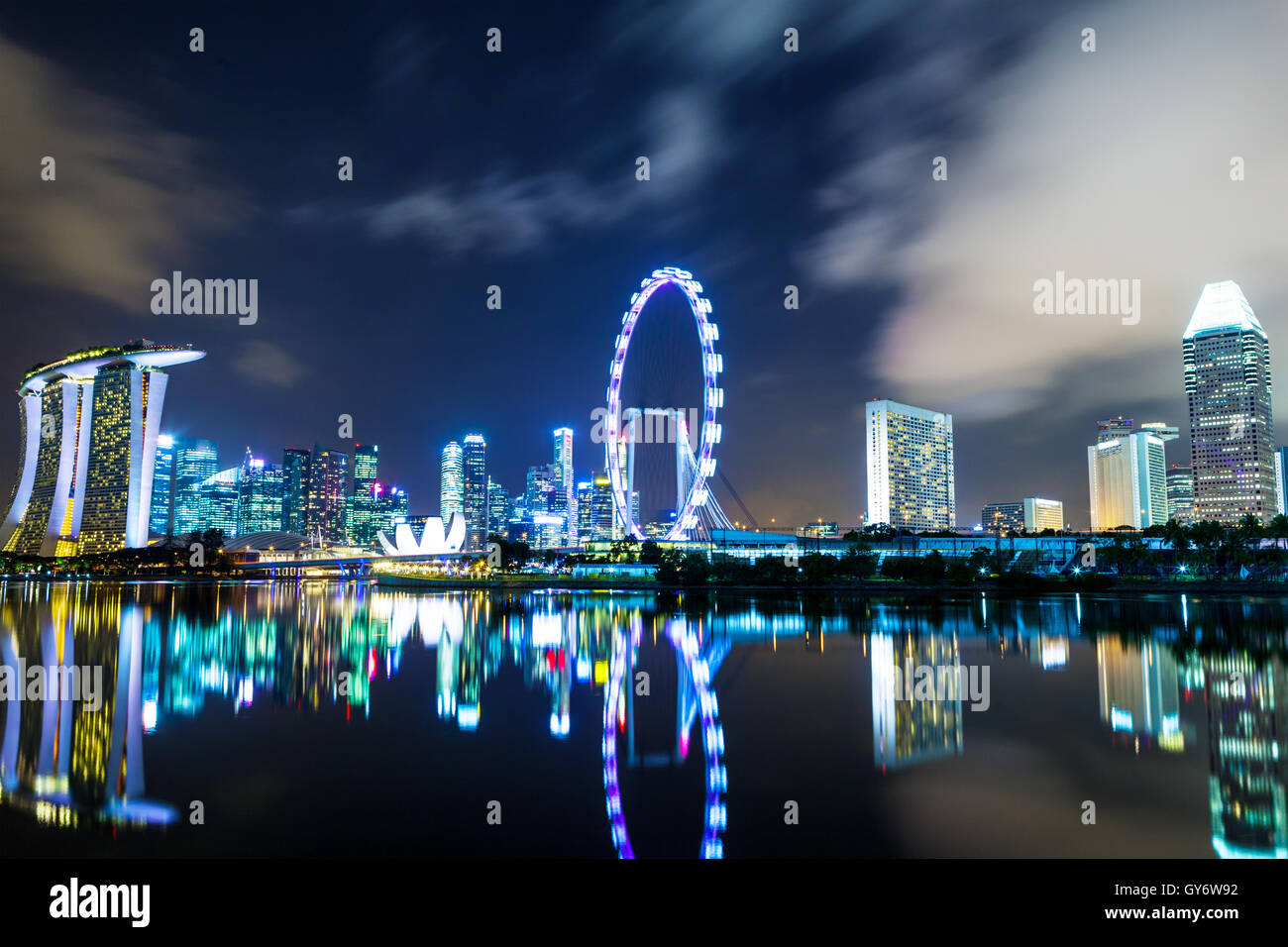 Singapore city skyline at night Stock Photo - Alamy