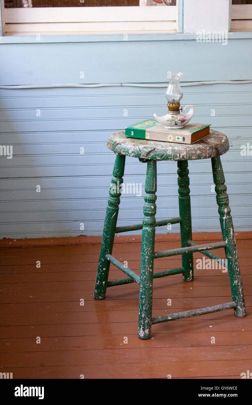 Wooden Stool in a Texas Farm House Stock Photo - Alamy
