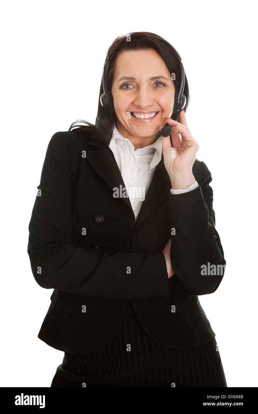 Cheerfull call center operator Stock Photo - Alamy
