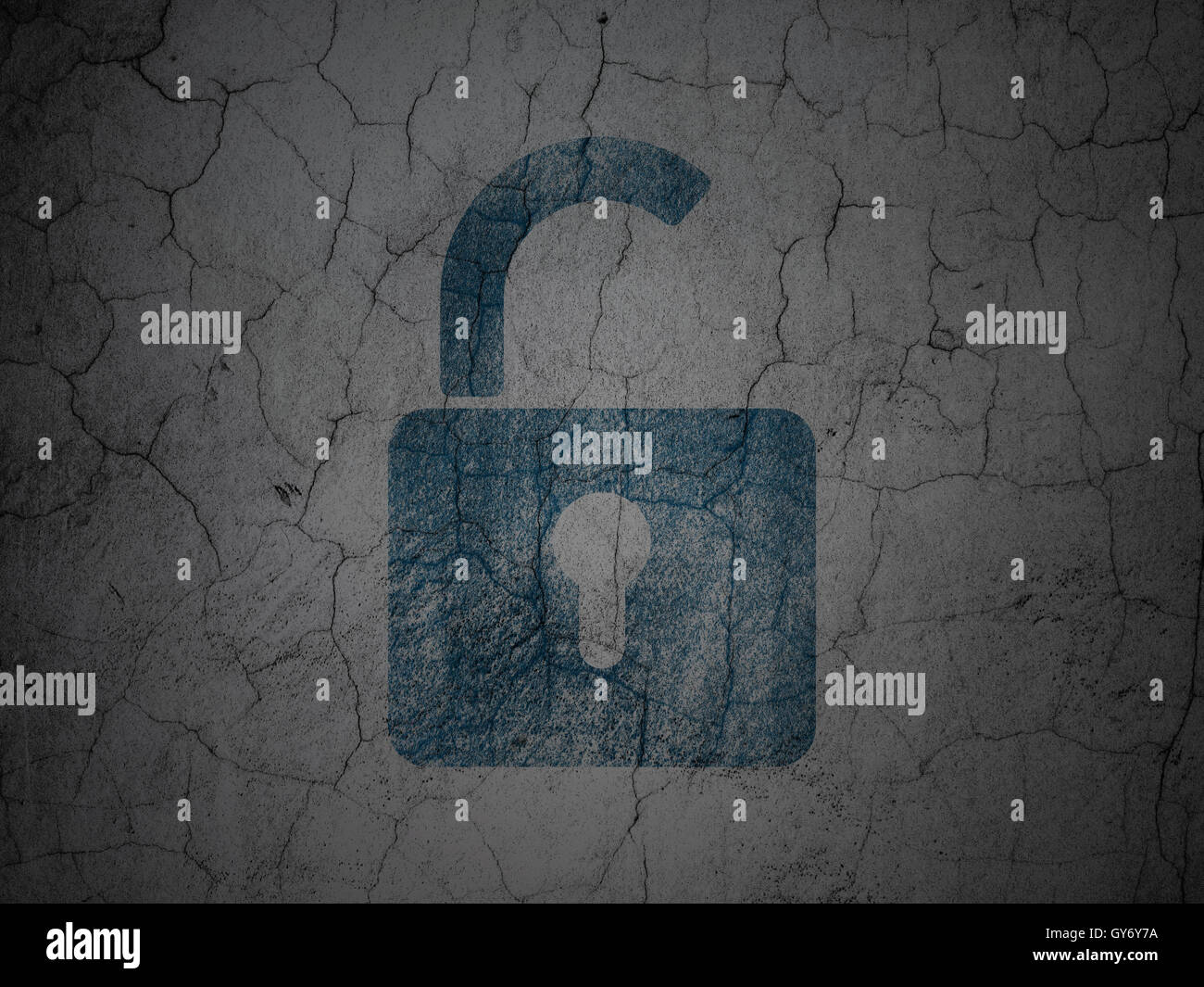 Security concept: Opened Padlock on grunge wall background Stock Photo ...