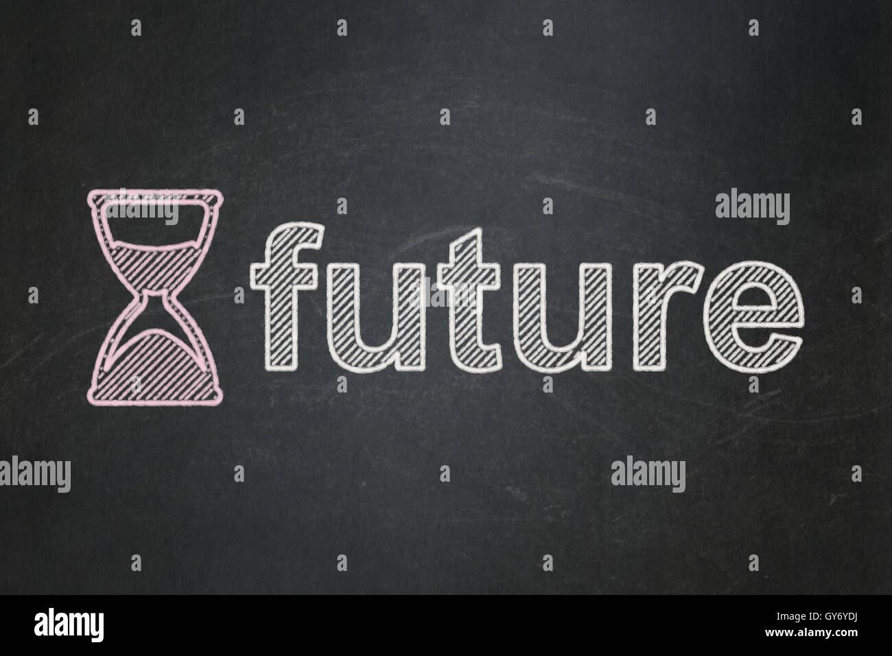 Timeline concept: Hourglass and Future on chalkboard background Stock ...