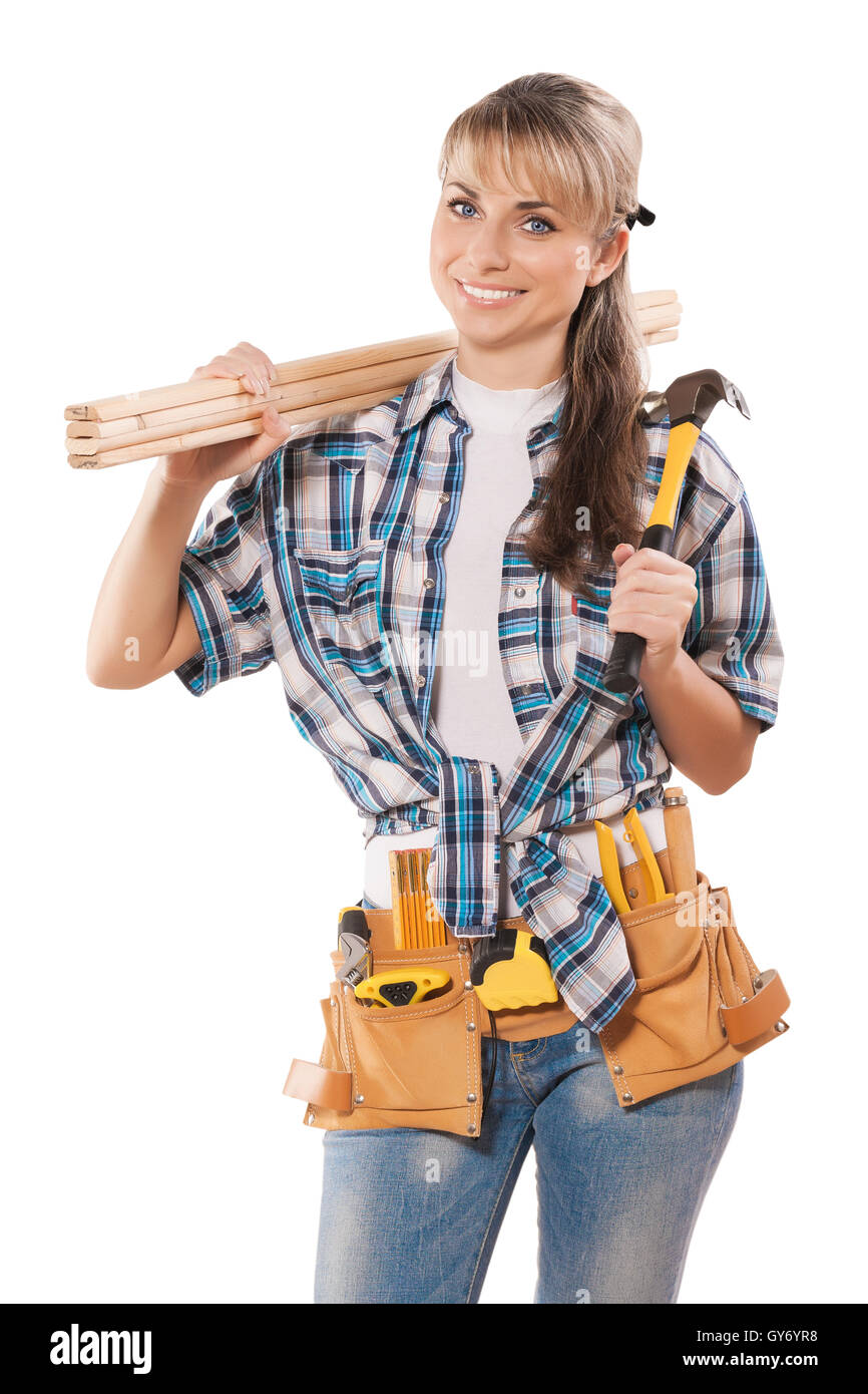 Women carpenter with hammer hi-res stock photography and images - Alamy
