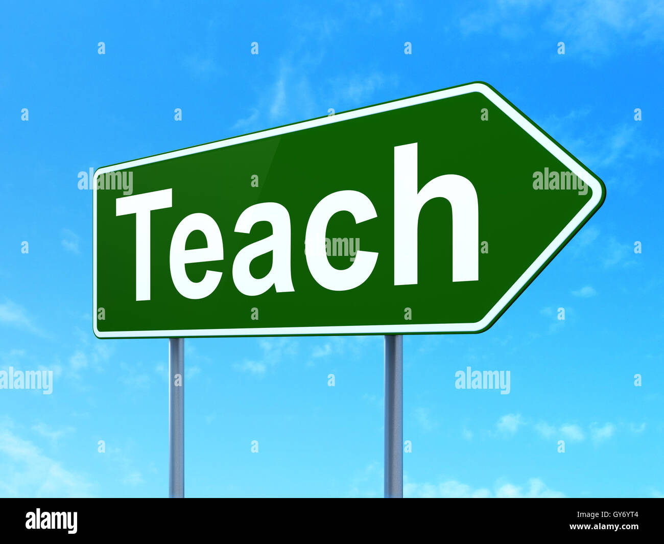 Education concept: Teach on road sign background Stock Photo - Alamy
