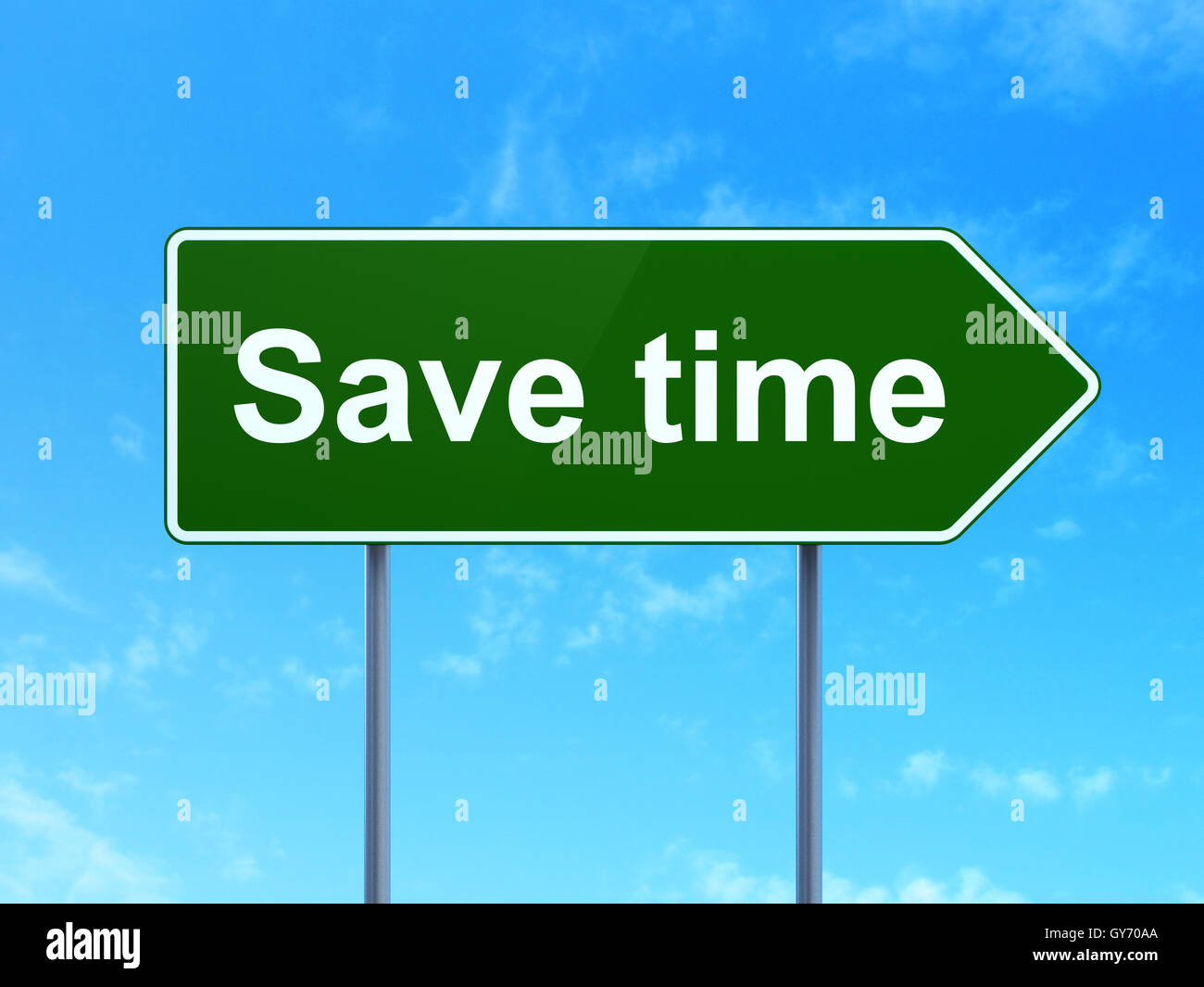 Time concept: Save Time on road sign background Stock Photo - Alamy