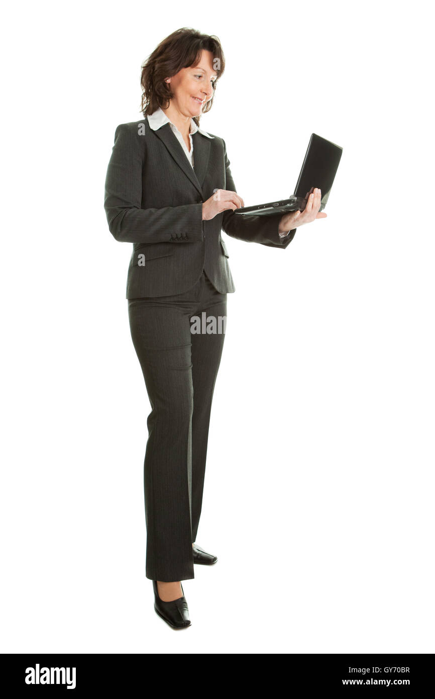 Senior woman laptop computer Cut Out Stock Images & Pictures - Alamy