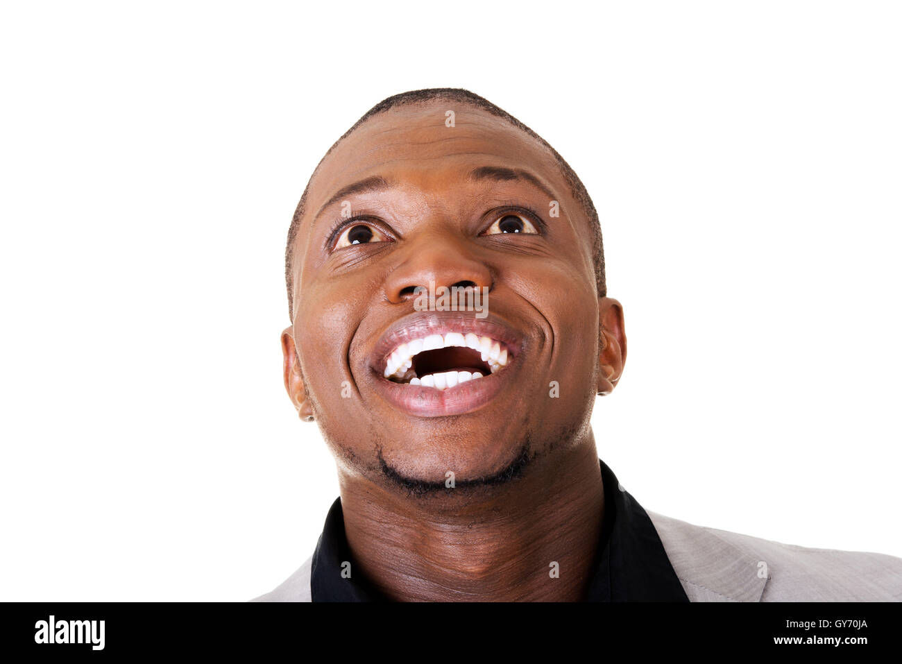 handsome male businessman looking up. Closeup Stock Photo - Alamy