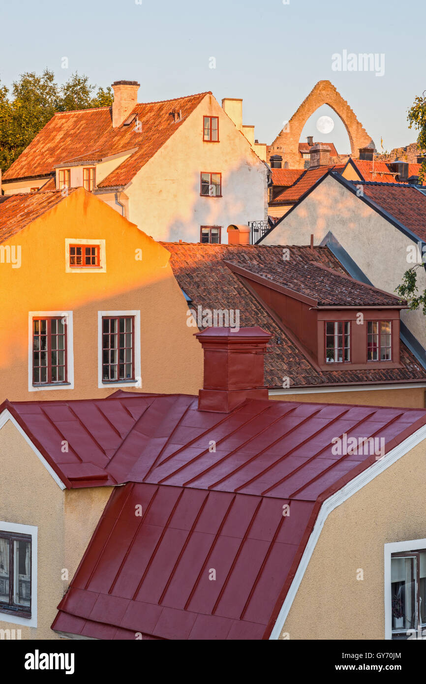 Rooftops of medieval town Visby Stock Photo - Alamy