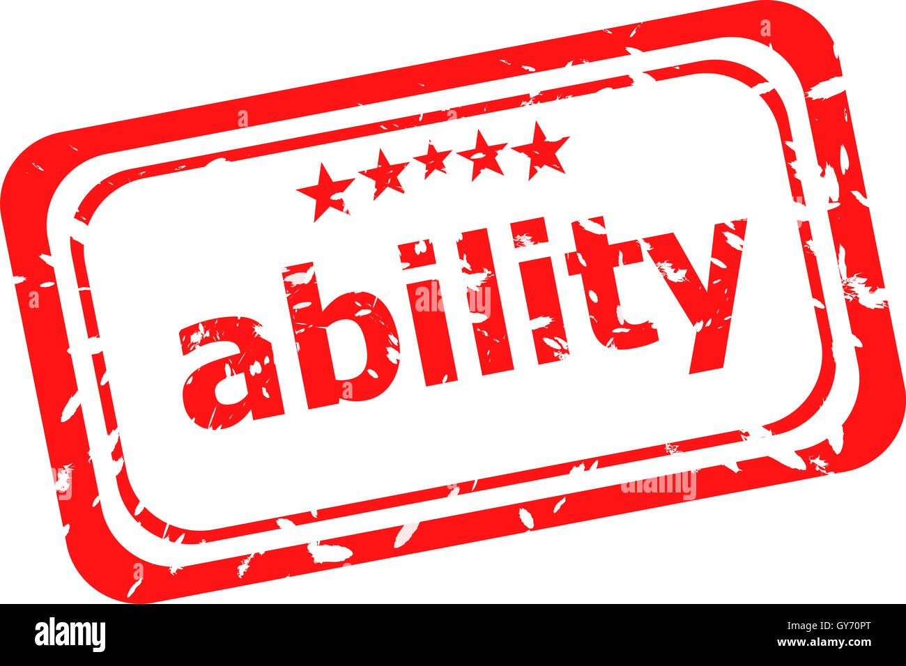 ability word on red rubber old business stamp Stock Photo - Alamy