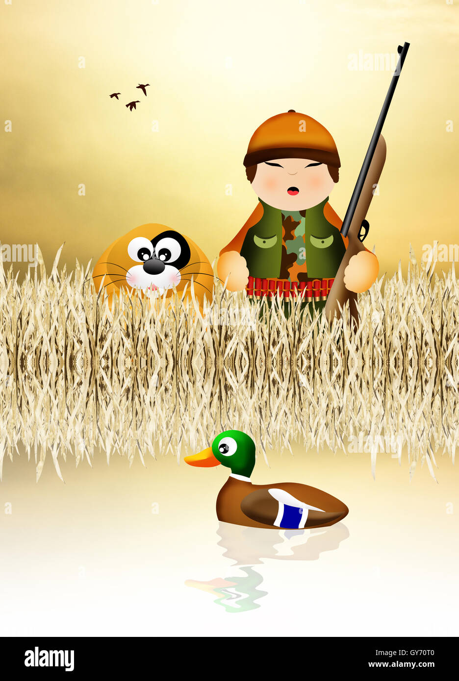 Duck Hunter Silhouette Stock Photos & Duck Hunter Silhouette Stock ...