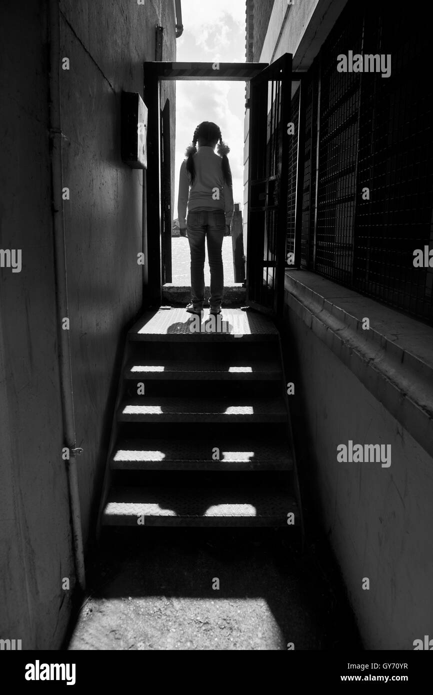 Girl stairs rear view Black and White Stock Photos & Images - Alamy