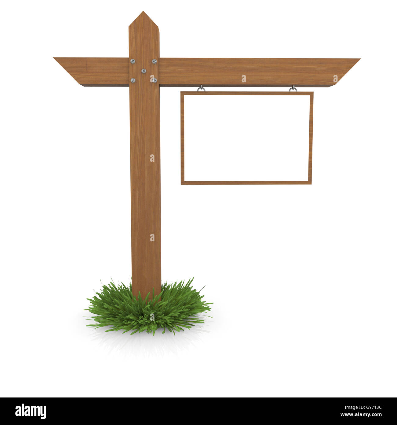 Wooden signboard in the grass Stock Photo - Alamy