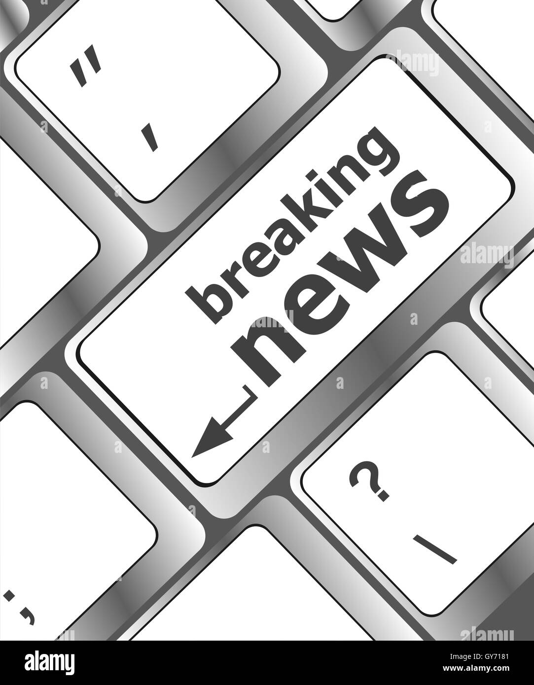 breaking news button on computer keyboard pc key Stock Photo - Alamy