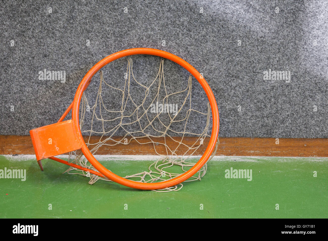 Old basketball hoop with net Stock Photo - Alamy