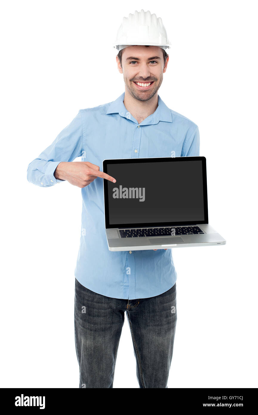 Check out my brand new laptop Stock Photo - Alamy