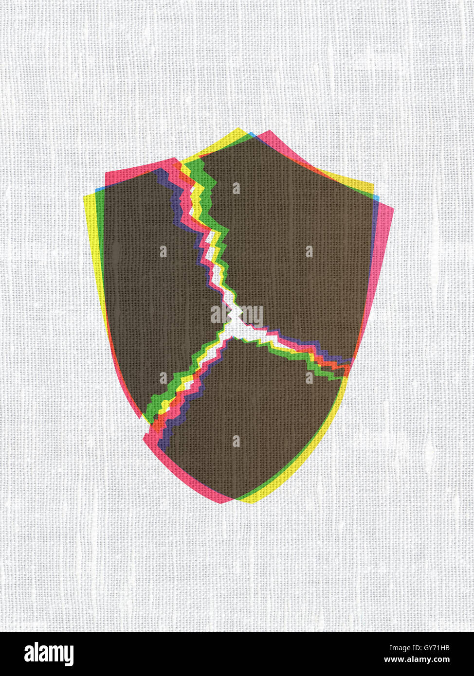 Safety concept: Broken Shield on fabric texture background Stock Photo ...
