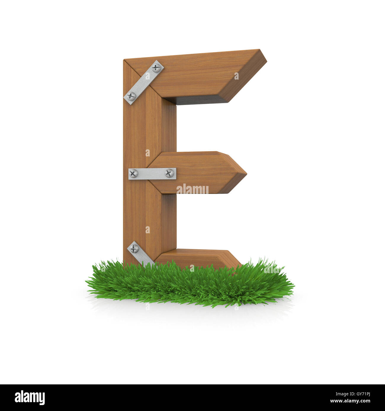 Wooden letter E in the grass Stock Photo - Alamy
