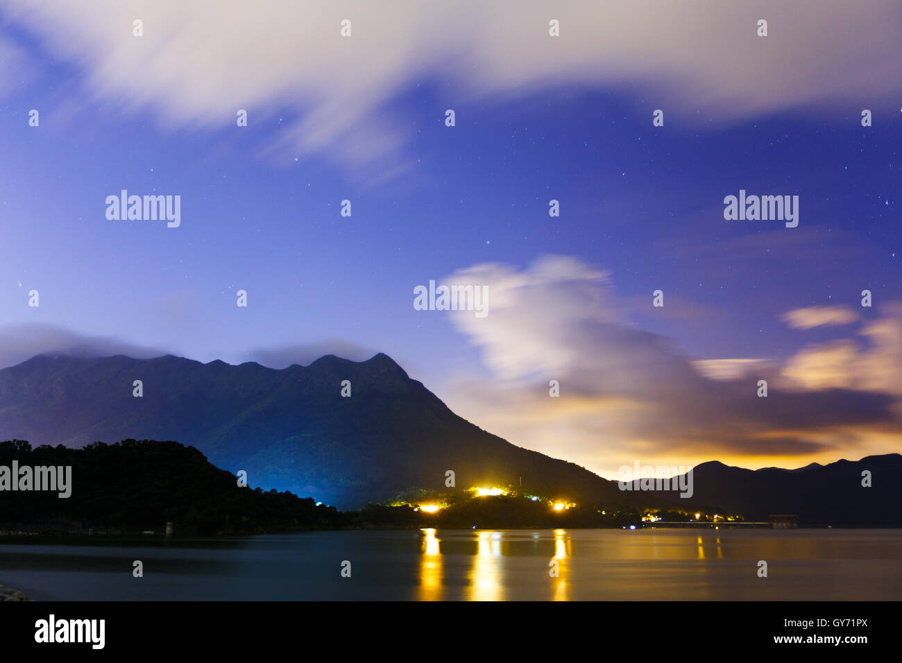 Coastline at night Stock Photo - Alamy