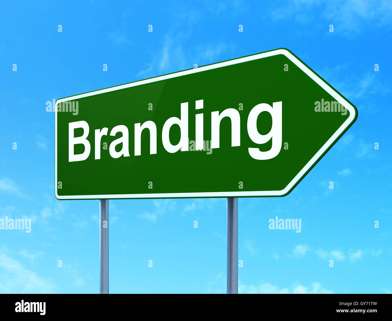 Advertising concept: Branding on road sign background Stock Photo - Alamy