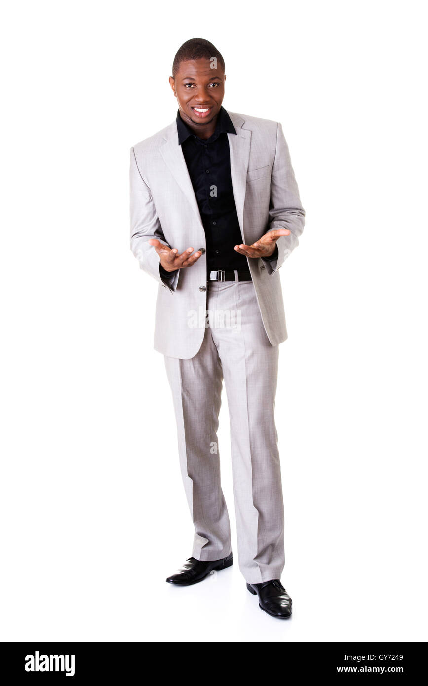 Male businessman with open palms Stock Photo - Alamy
